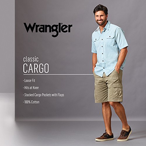 Wrangler Authentics Men's Classic Relaxed Fit Cargo Short, British Khaki Twill, 34