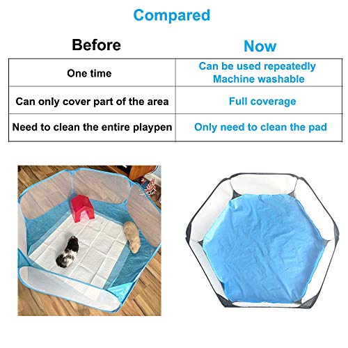 Small Animal Playpen with Waterproof Pads, Reusable Liners, Waterproof Bottom on Both Sides, Fit with Pet Tent (42.5in x 41in) Bedding for Guinea Pig, Rabbit, Hamster, Chinchilla and Hedgehog