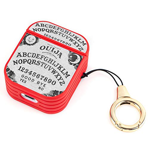 Airpods Case, Airpods Full Body Magnetic Protective Case Cover Compatible with AirPods 2/1 Ouija Board Design Durable Shockproof Case Support Wireless Charging with Key Chain (Red)