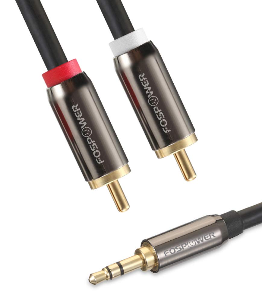 FosPower 3.5mm to RCA Cable (25FT), RCA Audio Cable 24K Gold Plated Male to Male Stereo Aux Cord [Left/Right] Y Splitter Adapter Step Down Design