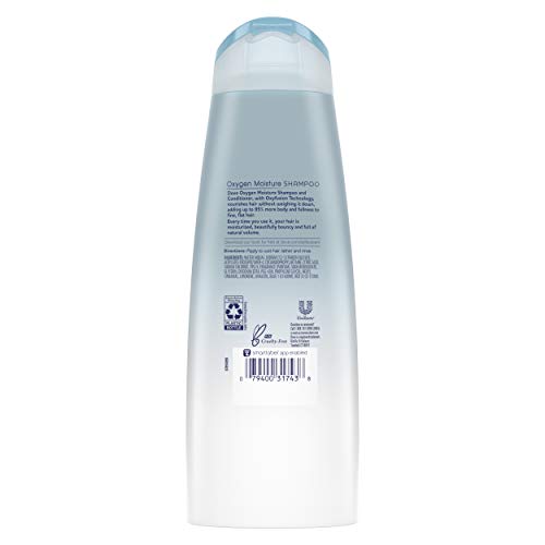 Dove Shampoo for Fine Hair Oxygen Moisture weightless hair care system for 95% more volume in flat hair 12 oz