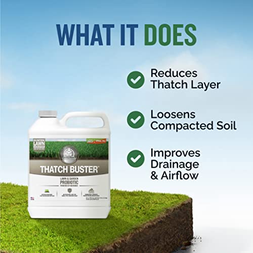 Turf Titan Thatch Buster - Liquid Aeration for Lawn Soil - Easy-to-Use Liquid Soil Loosener and Soil Conditioner for Lawns - 32 oz