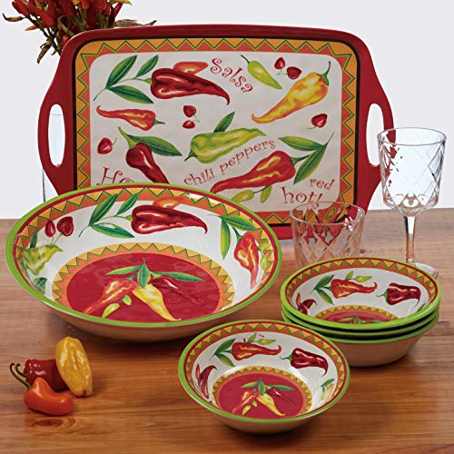 Certified International Red Hot 2 pc Melamine Platter Serving Set, Multicolor