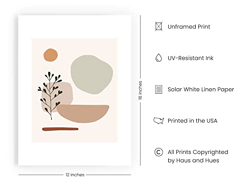 HAUS AND HUES Boho Prints Mid Century Wall Art - Modern Prints Wall Art & Minimalist Poster Neutral Wall Art Boho Art Prints Minimalistic Wall Art Beige Wall Art Neutral Colors UNFRAMED 12"x16"