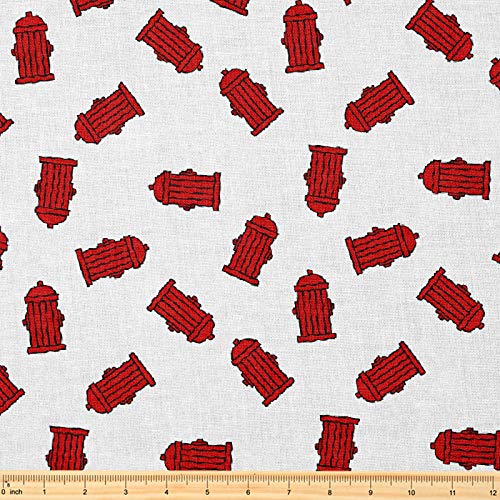 Fabric by The Yard [ 58" inches x 1 Yard ] Decorative Fabric for Sewing Quilting Apparel Crafts Home Decor Accents (Fire Hydrant Doodle Pattern)