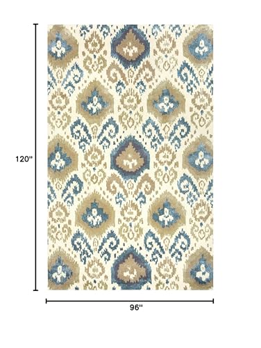 Rizzy Home | GV8628 | Gillespie Avenue Collection | Wool/Viscose Area Rug | 8' x 10' | Ivory/Gray/Rust/Blue Ikat