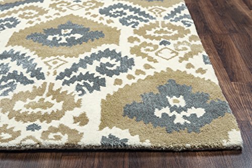 Rizzy Home | GV8628 | Gillespie Avenue Collection | Wool/Viscose Area Rug | 8' x 10' | Ivory/Gray/Rust/Blue Ikat