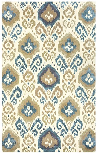 Rizzy Home | GV8628 | Gillespie Avenue Collection | Wool/Viscose Area Rug | 8' x 10' | Ivory/Gray/Rust/Blue Ikat