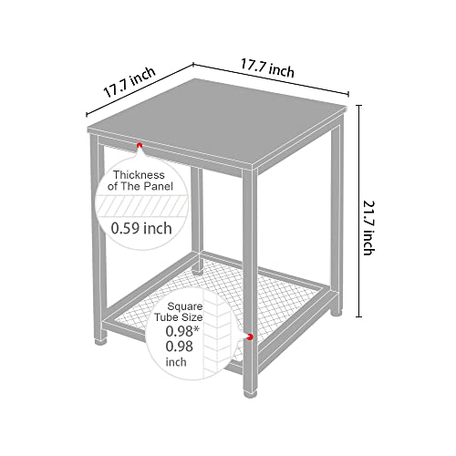 AZL1 Life Concept Industrial End 2-Tier Side Table with Storage Shelf Sturdy Easy Assembly Wood Look Accent Furniture with Metal Frame