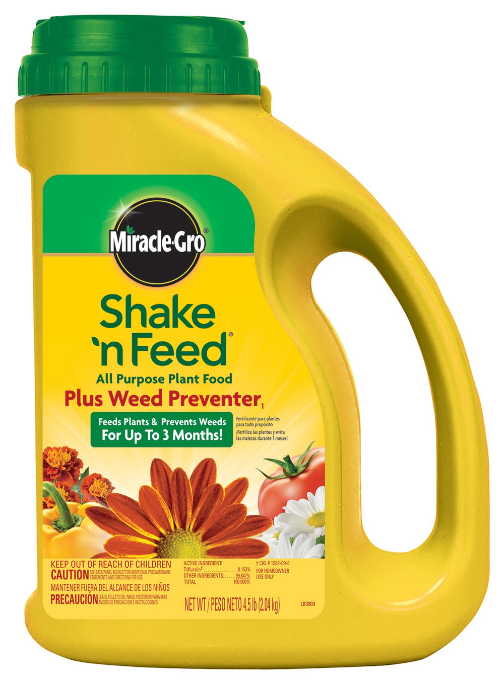 Miracle-Gro 1038361 Shake 'n Feed All Purpose Plant Food Plus Weed Preventer (6 Pack), 4.5 lb