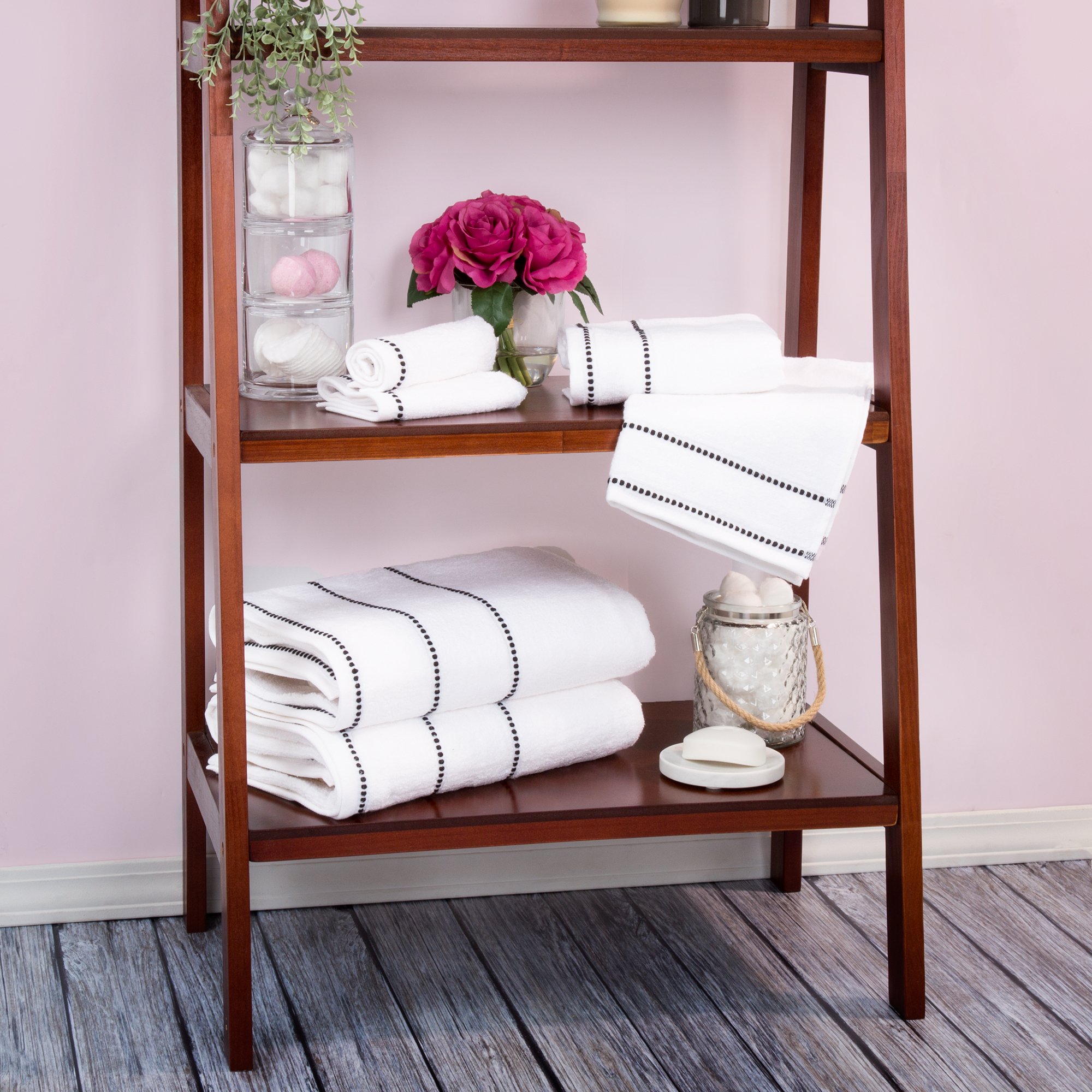 6PC Towel Set - 525GSM 100% Cotton Bathroom Essentials with 2 Bath Towels, 2 Hand Towels, and 2 Wash Cloths - Absorbent Sheets for Bath, Shower, Gym, Spa, and Dorm Room by Lavish Home (White)