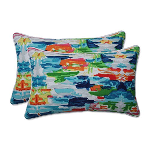 Pillow Perfect Outdoor/Indoor Abstract Reflections Lumbar Pillows, 11.5" x 18.5", Blue 2 Count