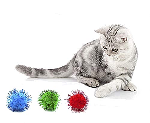 CRMADA Cat Toys Balls Sparkle Pom Pom Fuzzy Balls for Cats 20 Pack