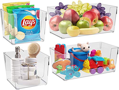 Sorbus Open Plastic Storage Bins Combo Set - Clear Pantry Organizer Box Bin Containers for Organizing Kitchen Fridge, Food, Snack Pantry Cabinet, Fruit, Vegetables, Bathroom, Square & Rectangle Set
