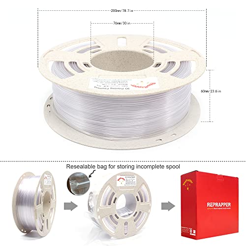 Reprapper Natural 95A Shore Hardness TPU Good Layer Bonding Performance Flexible & Soft Filament for 3D Printer 1.75mm Dimensional Accuracy (± 0.03mm) 2.2lb (1kg)