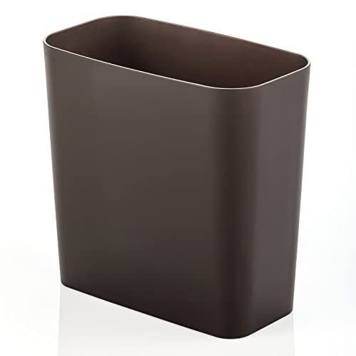 mDesign Small Plastic 1.8 Gallon Trash Can Wastebasket Garbage Bin for Bathroom - Slim Rubbish Waste Bin Trashcan for Master/Guest Bath, Bedroom, Kitchen, Laundry Room, Office, Casi Collection, Bronze