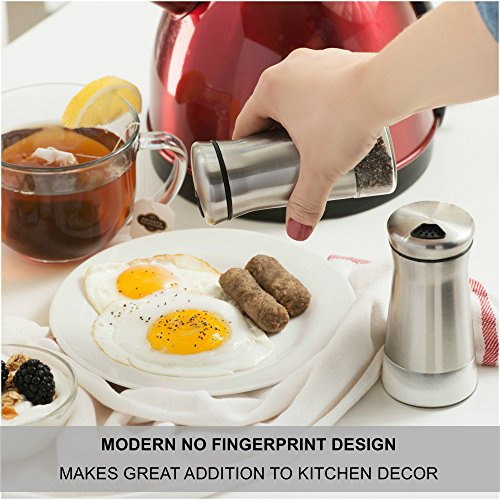 CHEFVANTAGE Salt and Pepper Shakers Set with Adjustable Holes - Stainless Steel