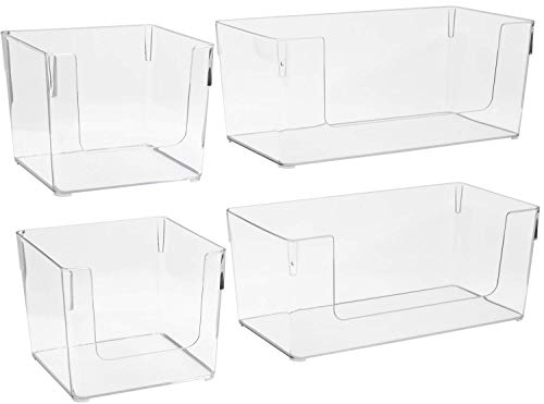 Sorbus Open Plastic Storage Bins Combo Set - Clear Pantry Organizer Box Bin Containers for Organizing Kitchen Fridge, Food, Snack Pantry Cabinet, Fruit, Vegetables, Bathroom, Square & Rectangle Set