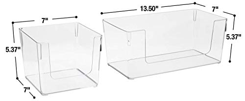 Sorbus Open Plastic Storage Bins Combo Set - Clear Pantry Organizer Box Bin Containers for Organizing Kitchen Fridge, Food, Snack Pantry Cabinet, Fruit, Vegetables, Bathroom, Square & Rectangle Set