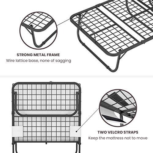Karcog Folding Bed with Mattress, Rollaway Bed Storage Cover Included, Portable Foldable Guest Bed for Adults, Cot Size Fold up Bed with Memory Foam Mattress and Metal Frame on Wheels - 75β x 31"