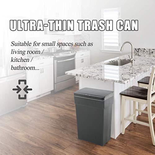 13 Gallon Touch Free Automatic Trash Can High Capacity Plastic Garbage Can Trash Bin with Lid for Kitchen Living Room Office Bathroom 50L Electronic Motion Sensor Automatic Trash Can - Black