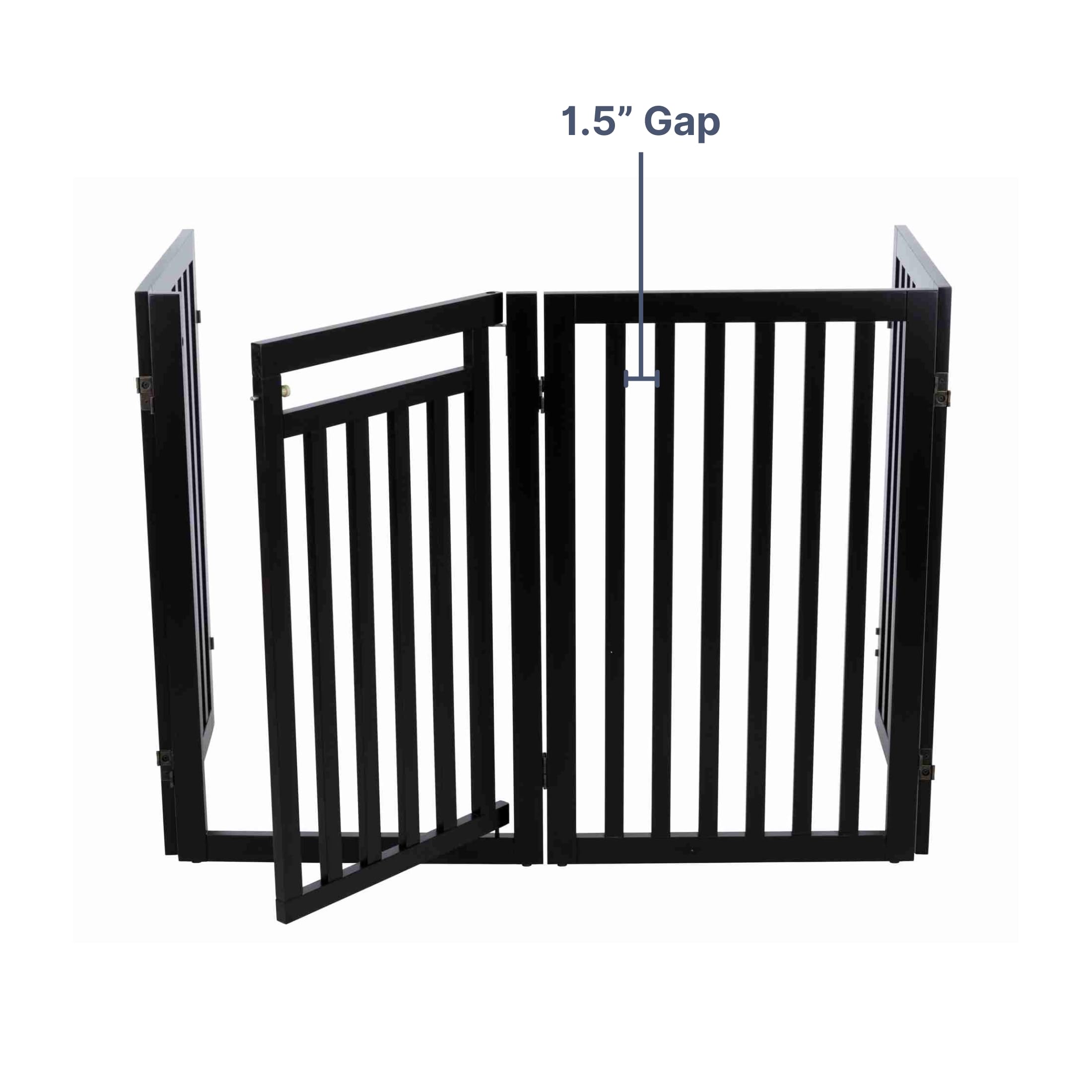 TRIXIE Freestanding 4-Panel Pet Gate, Foldable Pet Barrier Fence, Convertible Pet Pen, 32-in Tall, Walk Through Door, Brown