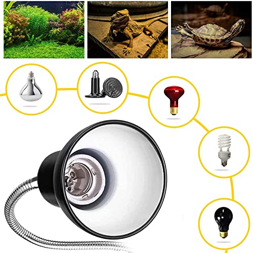 50W Reptile Heat Lamp, Set of 2 Bulbs, Basking Spot Lamp with 360°Rotatable Clip, Clamp Lamp for Aquarium Adjustable Light and Temperature with Holder UVA UVB Bulb for Lizard Turtle Snake Amphibian