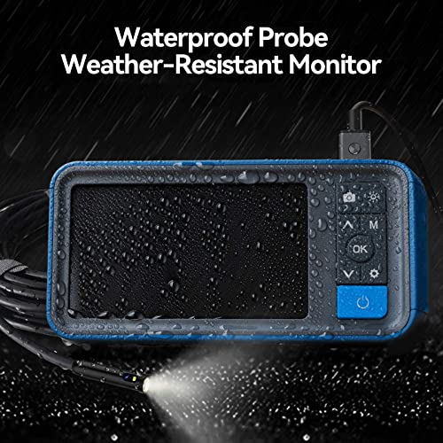 50FT Endoscope Borescope, Teslong Dual Lens Sewer Inspection Camera with 4.5'' Screen, Waterproof Snake Cable, LED Lights, 1080P Fiber Optic Scope Camera for Home Wall Duct Drain Pipe Plumbing