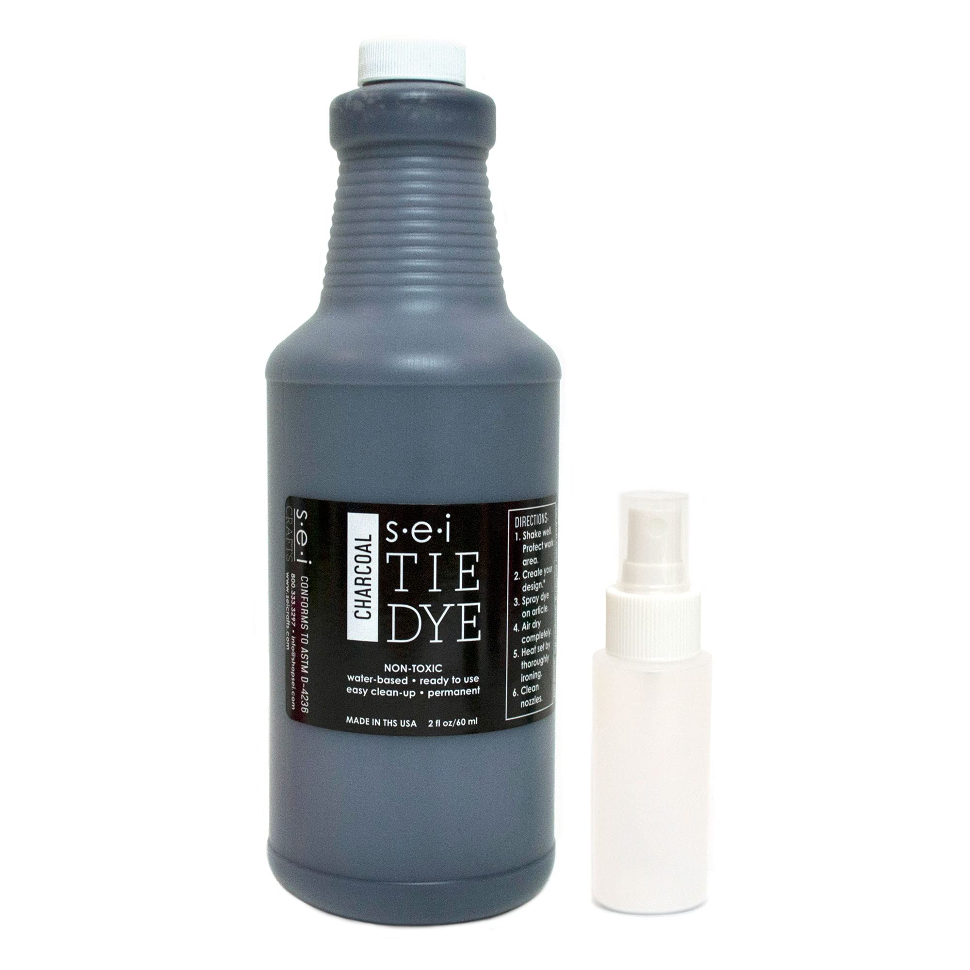 S.E.I Charcoal Tie Dye Kits for Large Groups, Fabric Dye, Large Tie Dye Kit for Big Projects and Fun Activities, 1-Quart-32 Ounces…