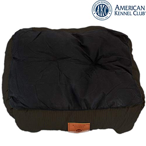American Kennel Club Small Black Dog Bed, Solid Weave Cuddler, AKC Pet Cuddler, 26"