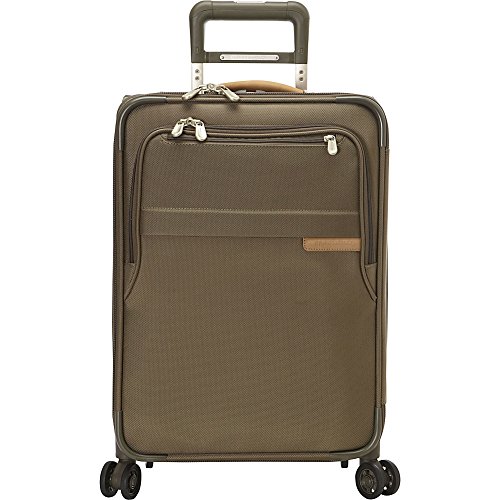 Briggs & Riley Baseline 22 inch Softside Carry On Luggage with Spinner Wheels 22 x 14 x 9. Expandable Suitcase with Compression Packing System, Black