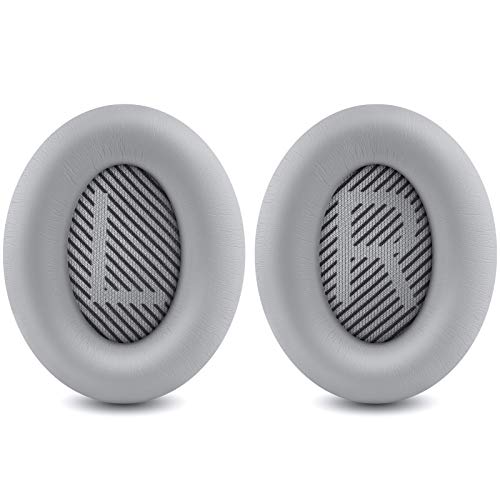 Professional Replacement Ear Pads for Bose QuietComfort 35 QC15 QC25 QC2 QC35/ Ae2 Ae2i Ae2w SoundTrue & SoundLink Over-Ear/Around-Ear Headphones/Soft Protein Leather (Silver)