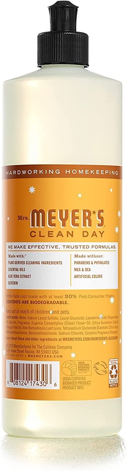 Mrs. Meyer’s 17430 Clean Day Orange Clove Liquid Dish Soap