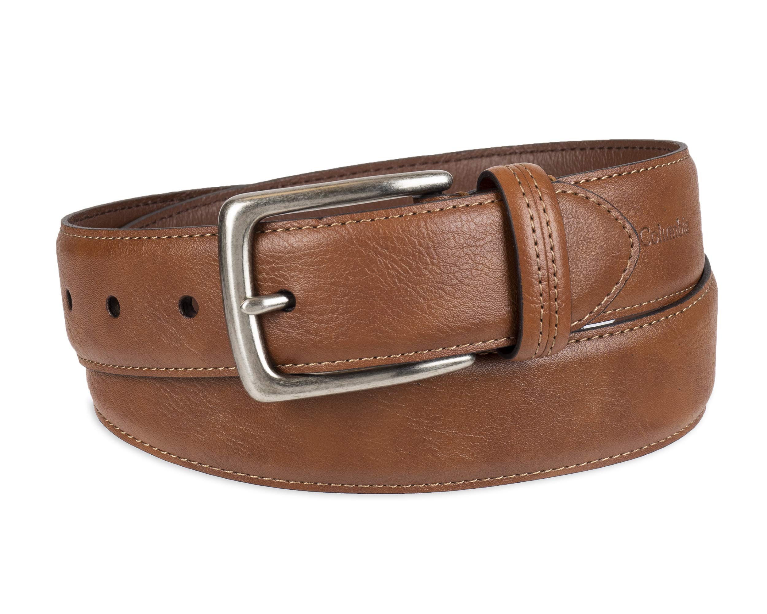 Columbia Men's Trinity Logo Belt-Casual Dress with Single Prong Buckle for Jeans Khakis