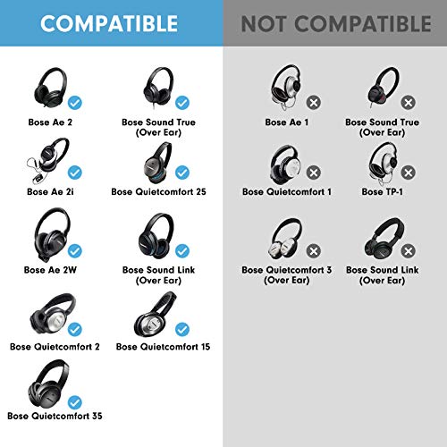 Professional Replacement Ear Pads for Bose QuietComfort 35 QC15 QC25 QC2 QC35/ Ae2 Ae2i Ae2w SoundTrue & SoundLink Over-Ear/Around-Ear Headphones/Soft Protein Leather (Silver)