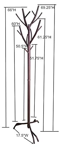 Kings Brand Furniture - Metal Hall Tree Freestanding Coat & Hat Rack with Branches, Bronze