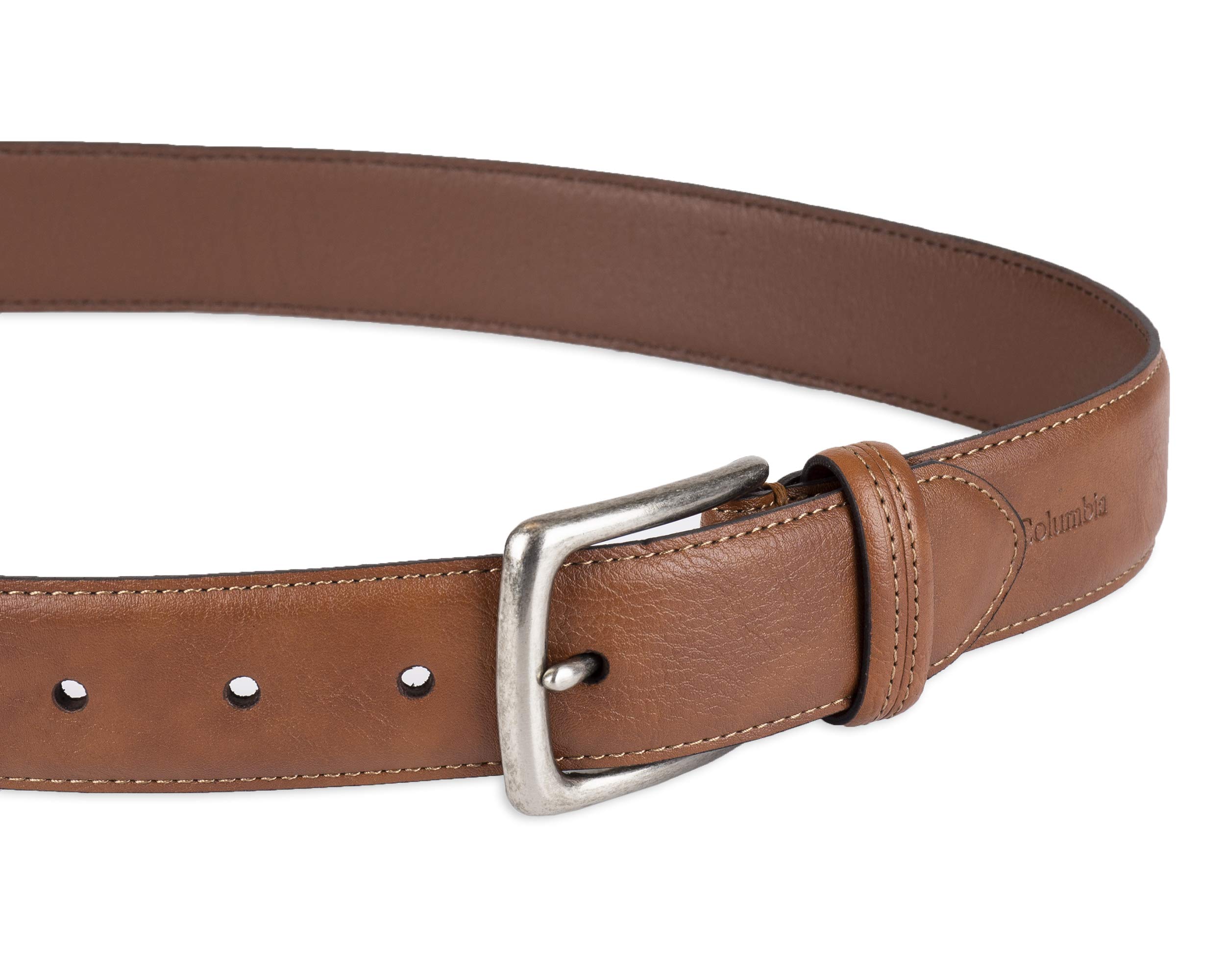 Columbia Men's Trinity Logo Belt-Casual Dress with Single Prong Buckle for Jeans Khakis