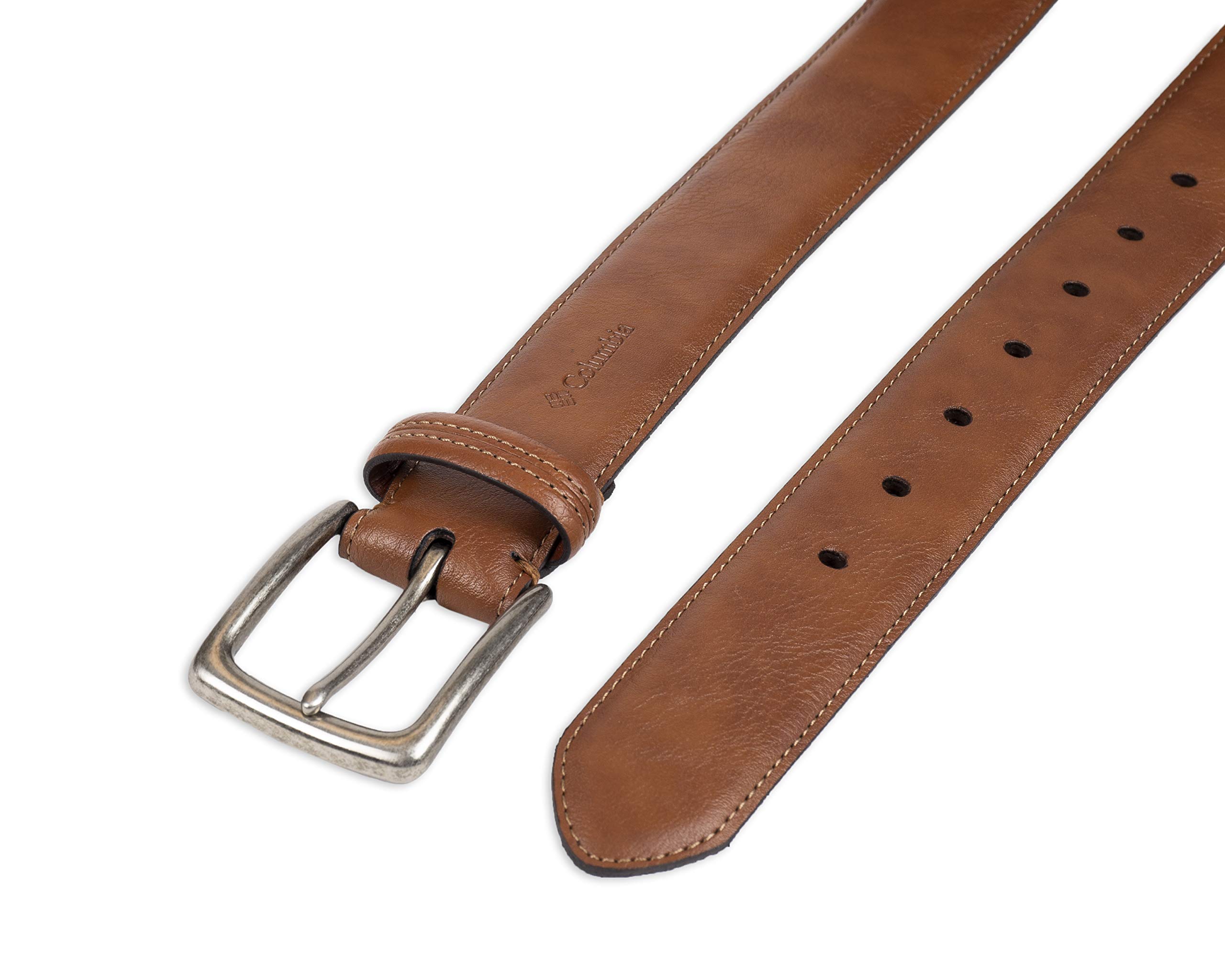 Columbia Men's Trinity Logo Belt-Casual Dress with Single Prong Buckle for Jeans Khakis