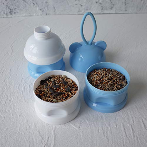Portable Bird Feeder Cups Bird Food Water Treat Box Parrot Food Storage Container,Pet Travel Feeder(Blue)