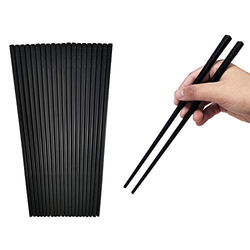 10 Pairs Chopsticks,9.5 Inch No Slip Fiberglass Chopsticks Resuable Dishwasher Safe,Use for Caterers, Restaurants, Buffets, Cafeterias, Diners, Cafes(Black)