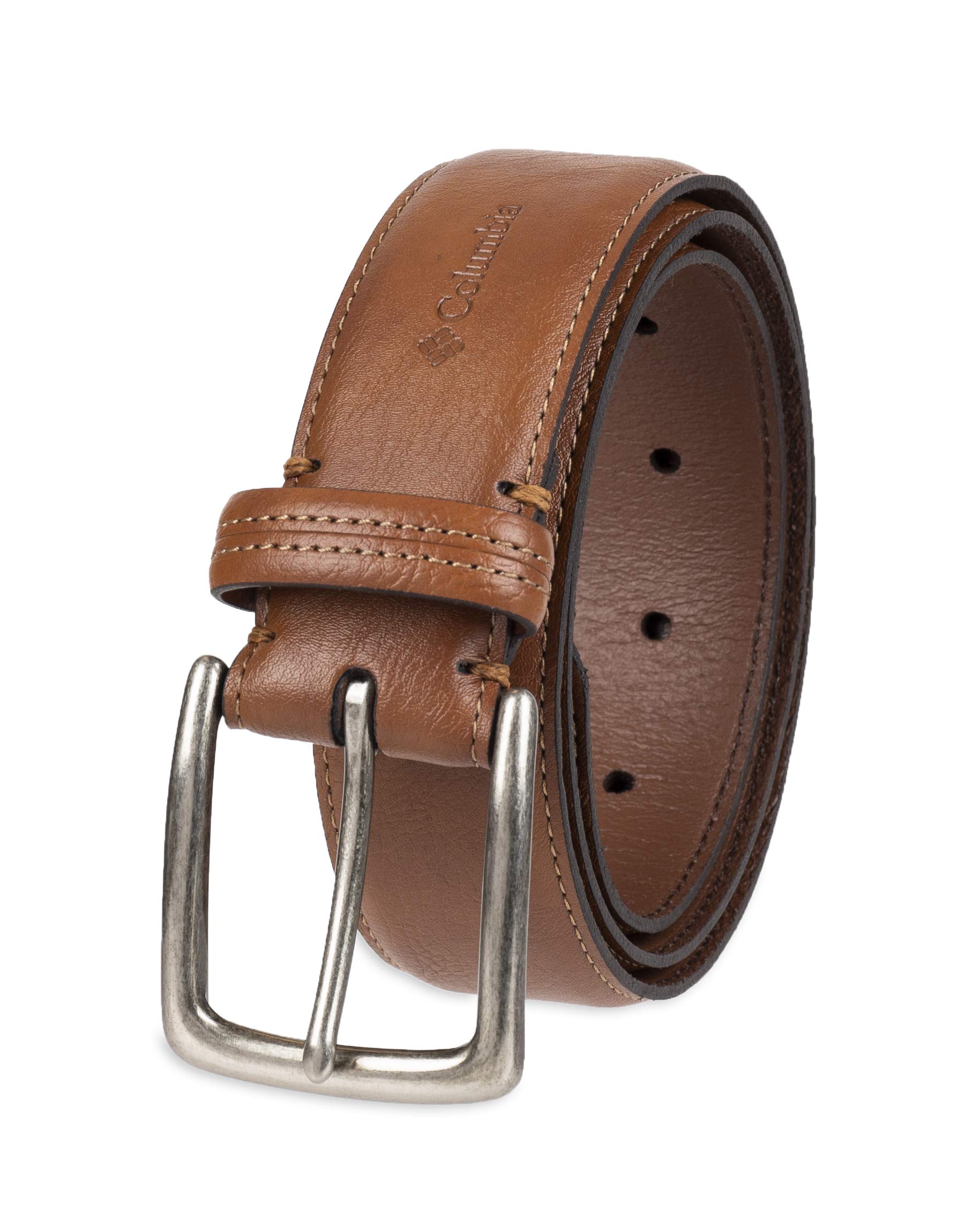 Columbia Men's Trinity Logo Belt-Casual Dress with Single Prong Buckle for Jeans Khakis