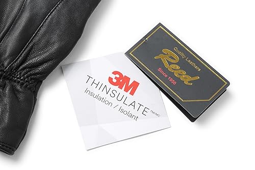 REED Men's Genuine Leather Warm Lined Driving Gloves (L, BLACK)