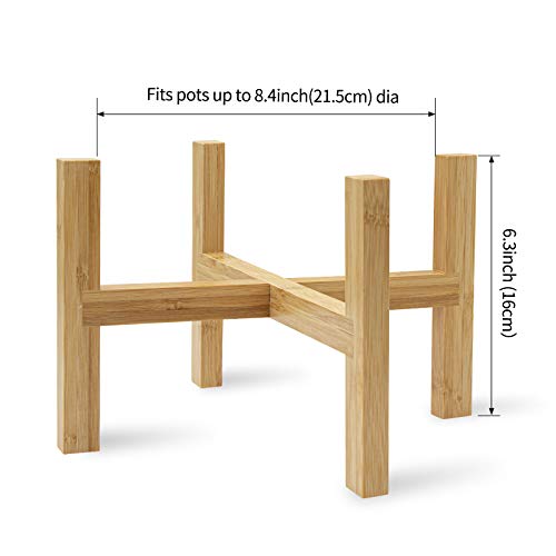 DAORFAA Bamboo Plant Stand, Flower Potted Holder, up to 8 Inch Pot - Nature, Mid Century Modern (Pot Not Included)