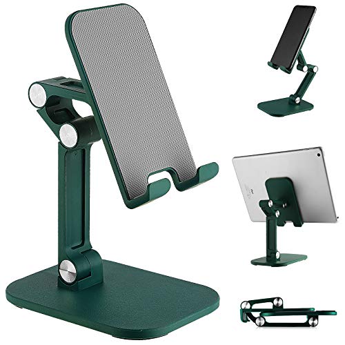 Cell Phone Stand Angle Height Adjustable Cell Phone Holder Desktop Phone Stander Cradle Dock Universal Compatible with All Mobile 4"-12.9" Phone /iPad/Kindle/Tablet Switch (Green)