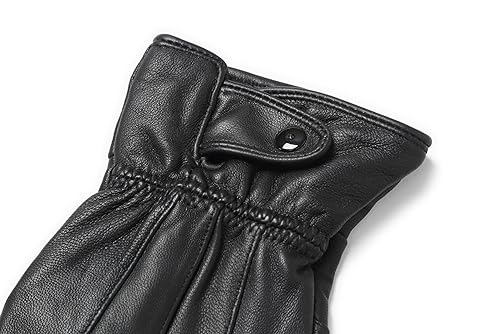REED Men's Genuine Leather Warm Lined Driving Gloves (L, BLACK)