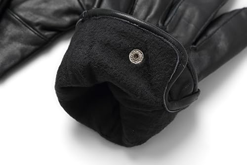 REED Men's Genuine Leather Warm Lined Driving Gloves (L, BLACK)