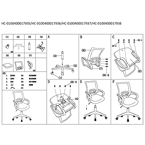 Geniqua Ergonomic Office Chair Mesh Desk Chair Computer Chair Lumbar Support Modern Rolling Adjustable Swivel Task Chair for Home Office, Blue
