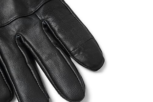REED Men's Genuine Leather Warm Lined Driving Gloves (L, BLACK)