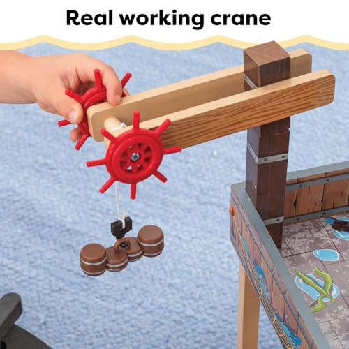 KidKraft Pirate's Cove Wooden Ship Play Set with Lights and Sounds, Pirates and 17-Piece Accessories, Gift for Ages 3+