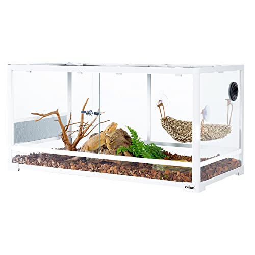 OIIBO 50 Gallon Reptile Terrarium,36" x 18" x 18" Knock Down Glass Reptile Tank, Sliding Door Terrariums Habitat for Reptiles Amphibians, Alternative Side Wire Mesh for Small Animals Use